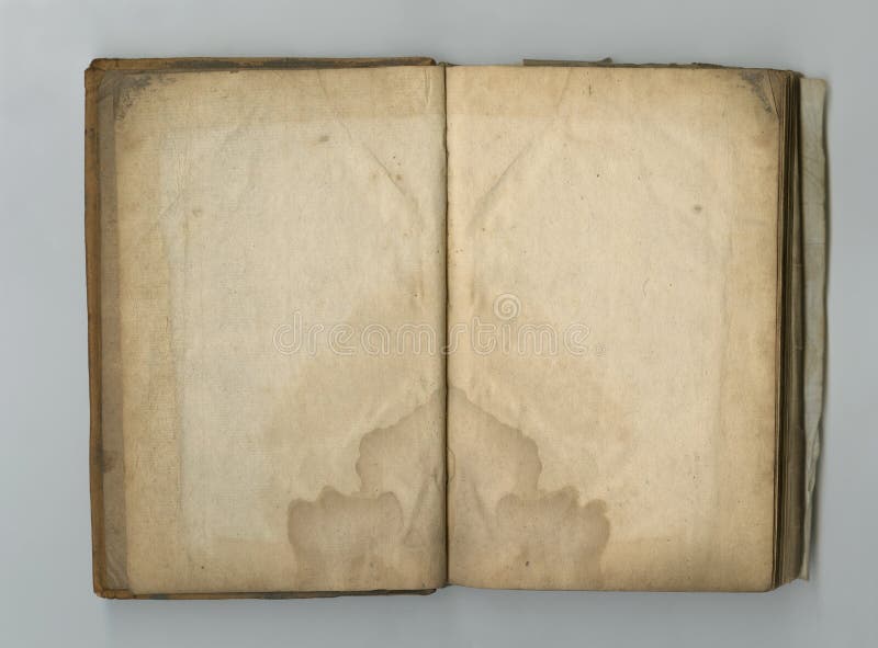 Empty Old Tome. a Yellowed Piece of Parchment Inside an Old Book. Stock ...