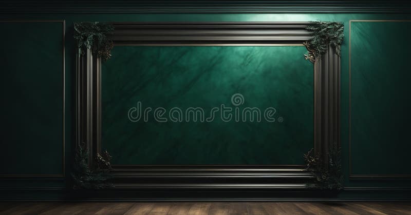 Empty Old Vintage Frame with Green Wall. Empty Old Vintage Frame with ...