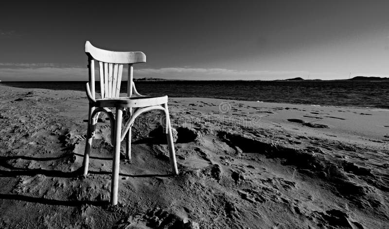 An Empty Old White Chair on a Sandy Beach the Red Sea Stock Image ...