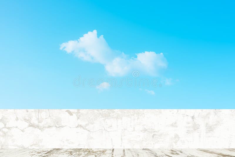 Empty Old White Deck of Home with Blue Sky Background Stock Image ...