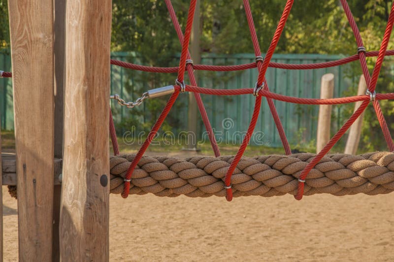Empty Old Wood Playground in Summer Day with Blue Sky and Clouds Stock ...