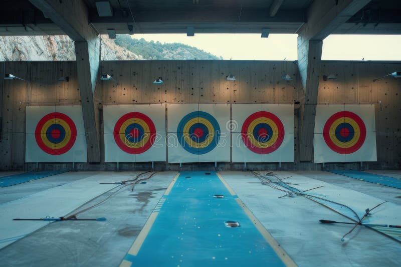 Empty Olympic Archery Range with Targets Stock Illustration ...