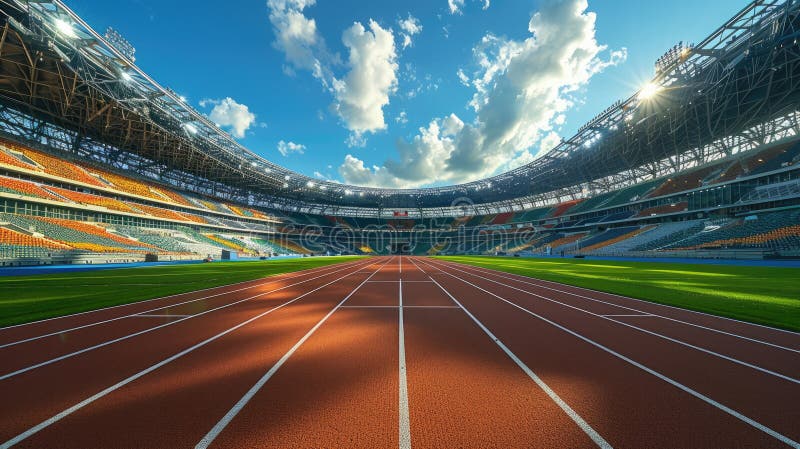 Empty Olympic Track Stadium. Summer Olympic Games Mockup, Copy Space ...