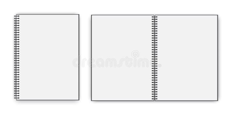Empty Open Book. Closed White Notebook. Layout Booklet with a Spiral ...