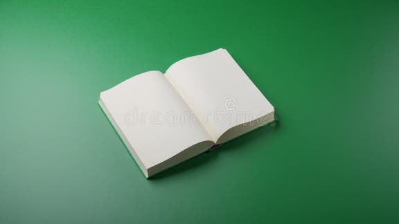 Empty Open Book on Green Background Stock Photo - Image of open, paper ...