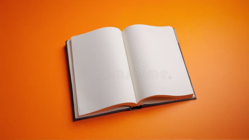 Empty Open Book on Orange Background Stock Photo - Image of abstract ...