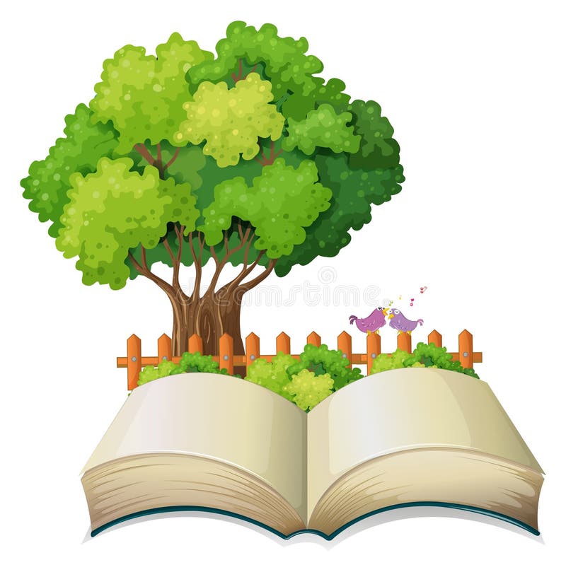 Boy Reading Book Under Tree Stock Illustration - Illustration of ...