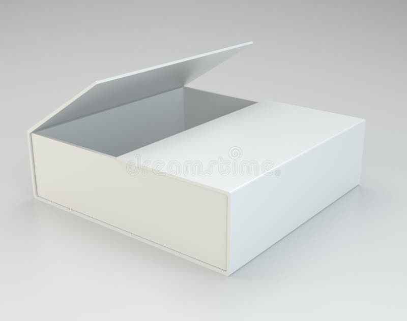 Empty Open Box on Gray Background. Stock Illustration - Illustration of ...