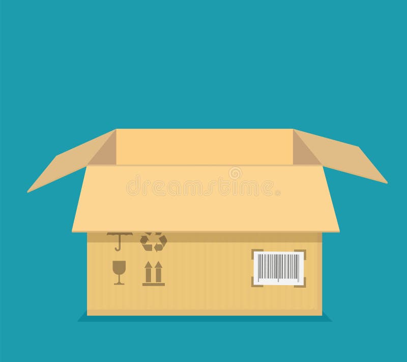 Empty Open Box Template. Cardboard Packaging for Delivery Stock Vector ...