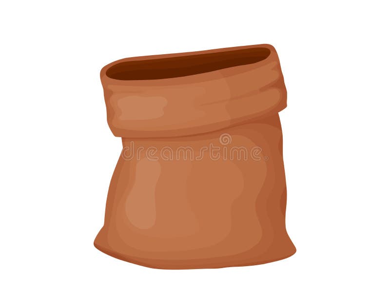 Empty Open Brown Sack. Bag in Cartoon Style Stock Vector - Illustration ...