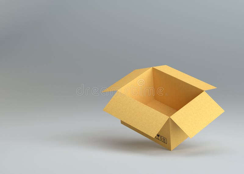 Empty Open Cardboard Box on Gray Background Stock Illustration ...