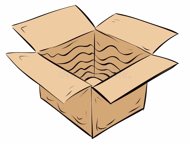 Empty Open Cardboard Box in Hand-drawn Style Stock Vector ...