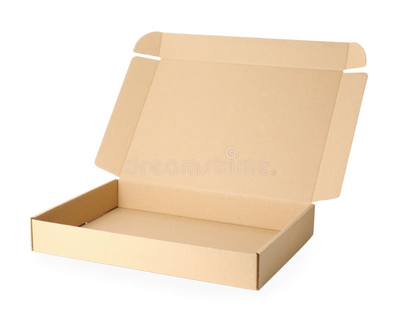 Empty Open Cardboard Box Isolated on White Stock Image - Image of ...
