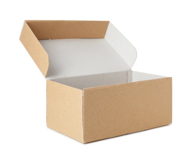 Empty Open Cardboard Box Isolated on White Stock Photo - Image of ...