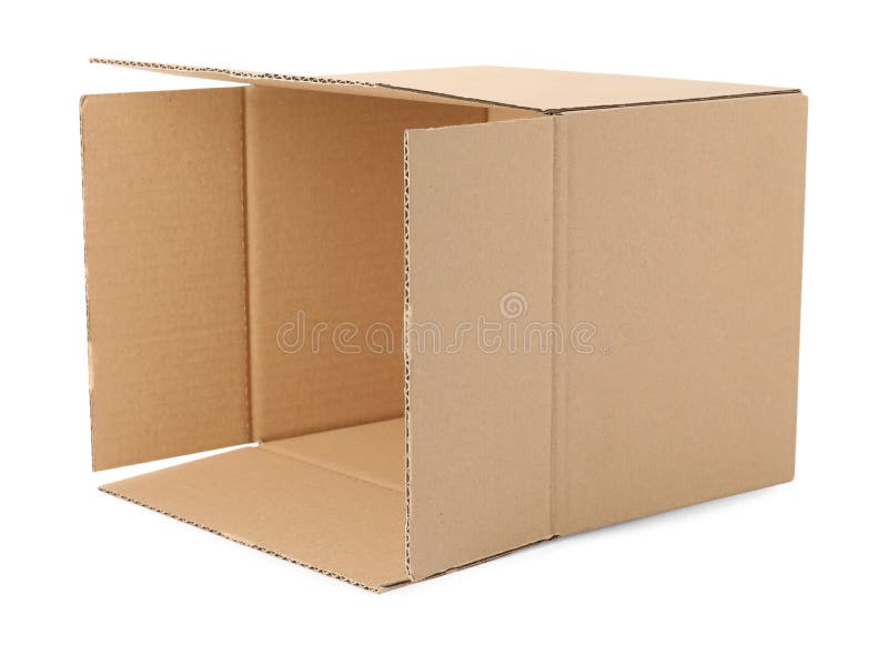 Empty Open Cardboard Box Isolated on White Stock Photo - Image of order ...