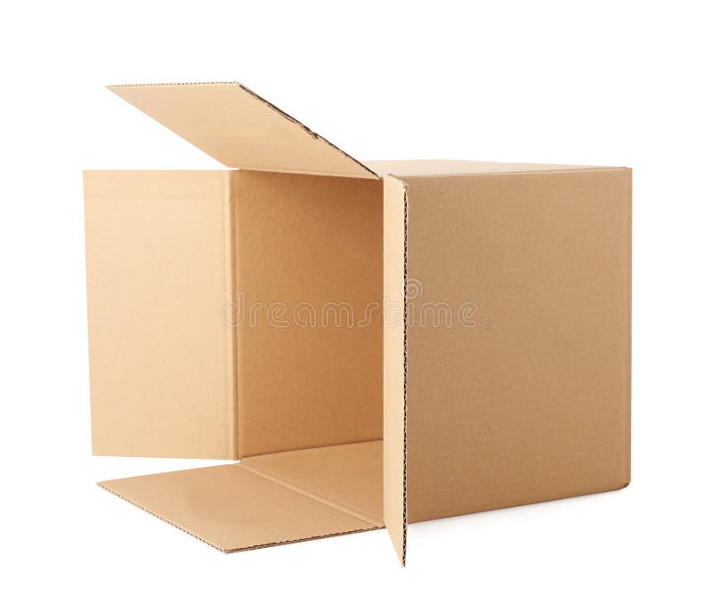 Empty Open Cardboard Box Isolated Stock Image - Image of paper, carton ...