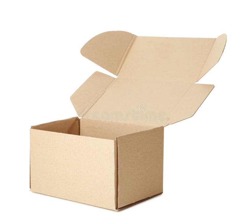 Empty Open Cardboard Box Isolated on White Stock Photo - Image of order ...