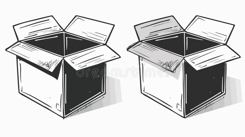 Empty Open Cardboard Box Line Art for Packaging Stock Vector ...