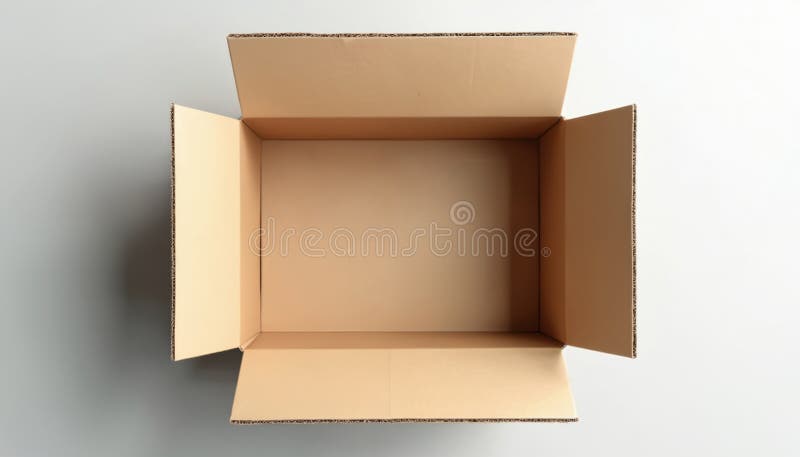 Empty Open Cardboard Box Ready for Shipping. Blank Brown Container with ...