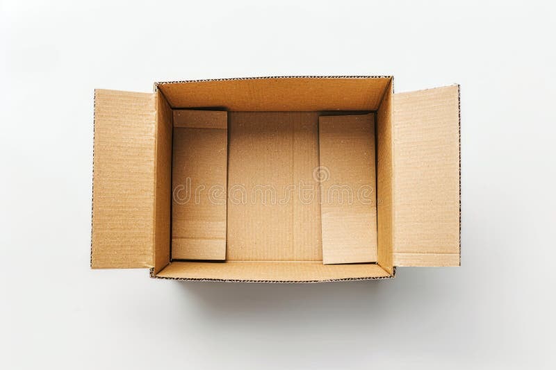 Empty Open Cardboard Box on a White Background. Minimalist Design. Use ...