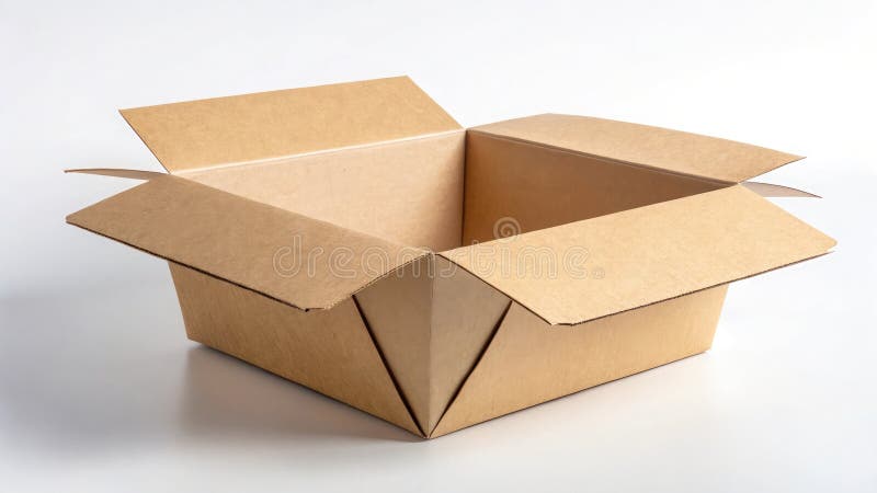 Empty Open Cardboard Box on White Background Stock Illustration ...