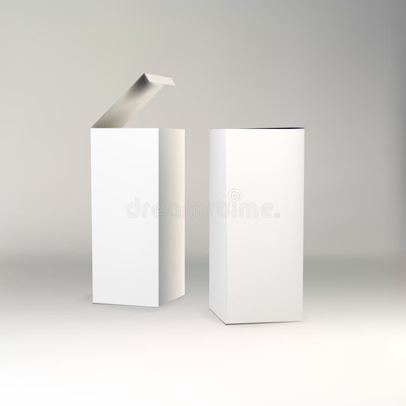 Empty Open and Closed Form Template Box Package White with Space Stock ...