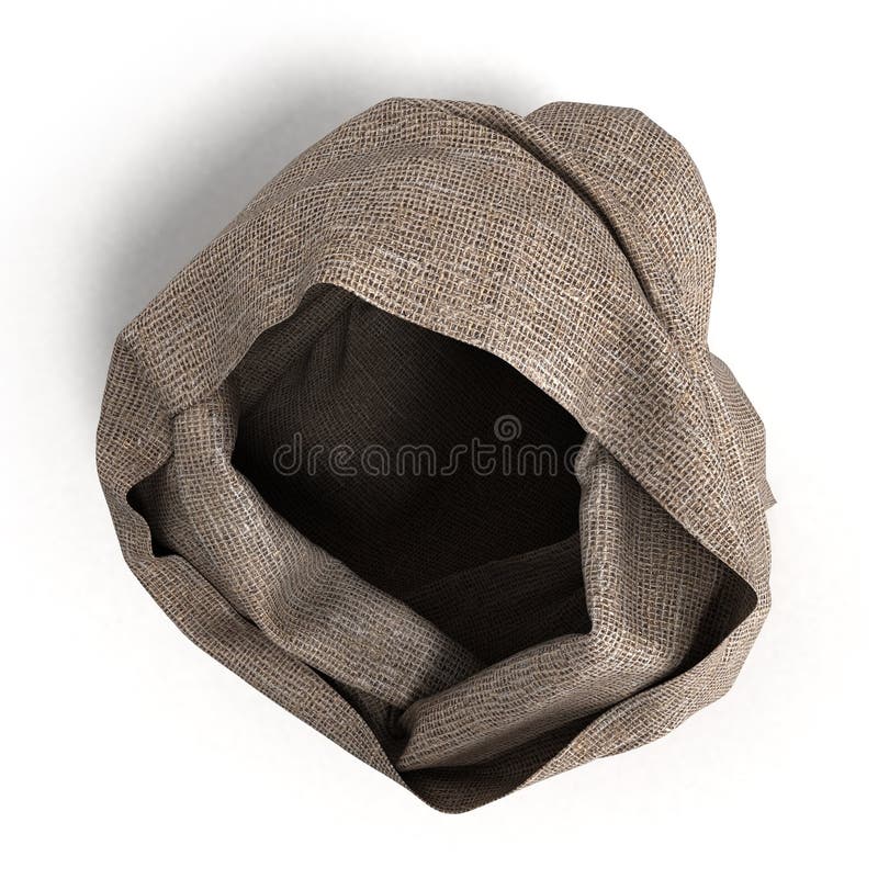 Empty Open Cloth Bag Top 3d Illustration Isolated on White Stock ...