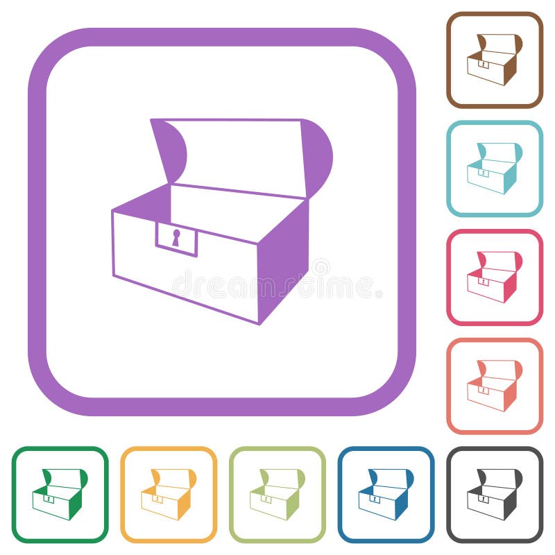 Empty Open Coffer Simple Icons Stock Vector - Illustration of secret ...