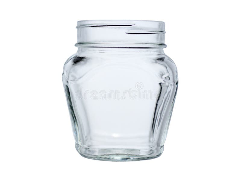 An Empty Open Curved Glass Jar for Jam and Canned Food. Isolated on a ...