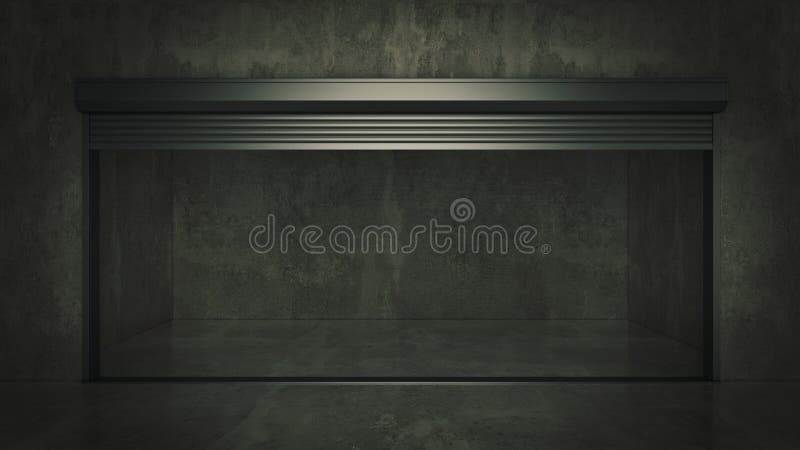 Empty Open Door Self Storage Unit . 3d Rendering Stock Illustration ...