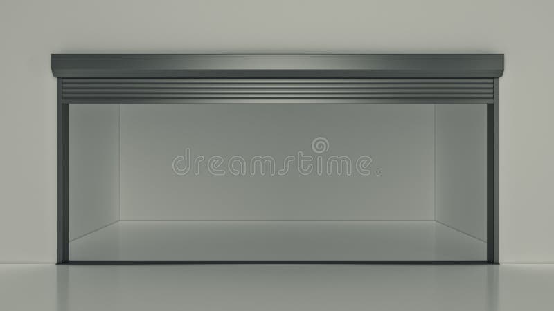 Empty Open Door Self Storage Unit . 3d Rendering Stock Illustration ...