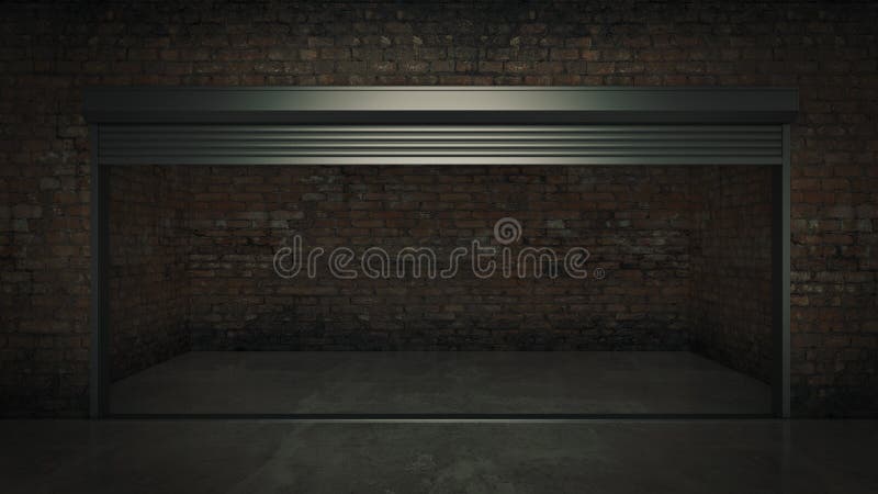Empty Open Door Self Storage Unit . 3d Rendering Stock Illustration ...