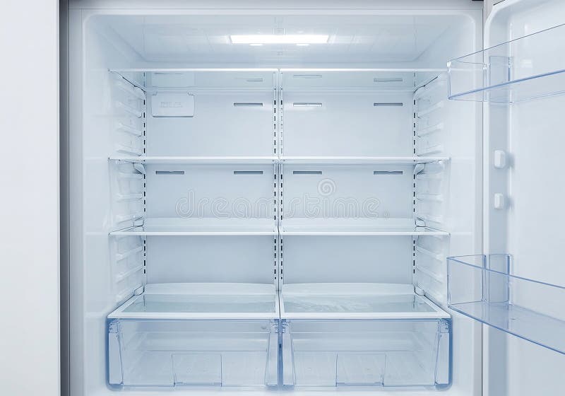 Empty Open Freezer in the Refrigerator Stock Illustration - Illustration of carcass, front ...