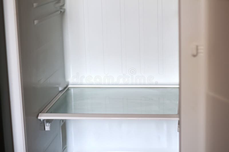 Empty Open Fridge with Shelves, Refrigerator. Inside of an Empty White ...