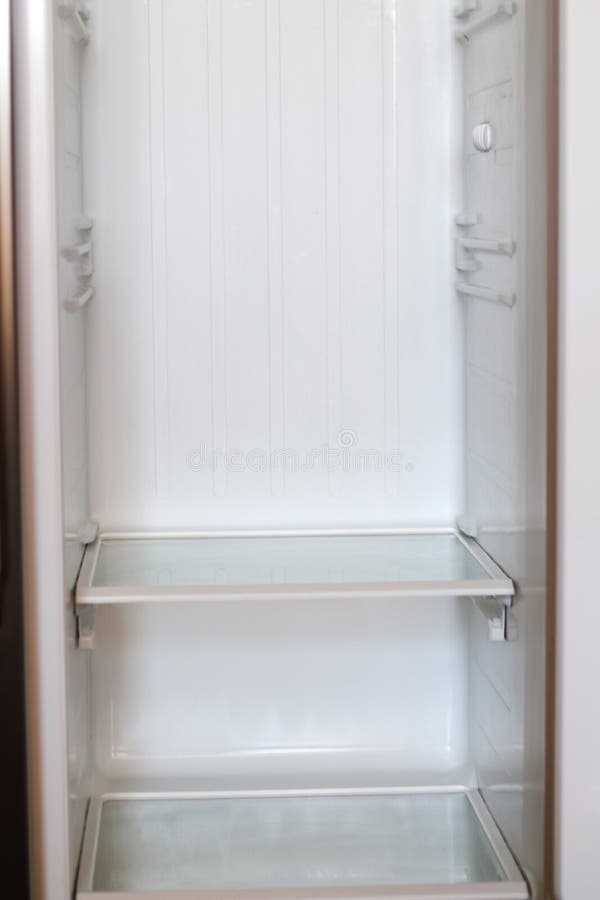 Empty Open Fridge with Shelves, Refrigerator. Inside of an Empty White ...
