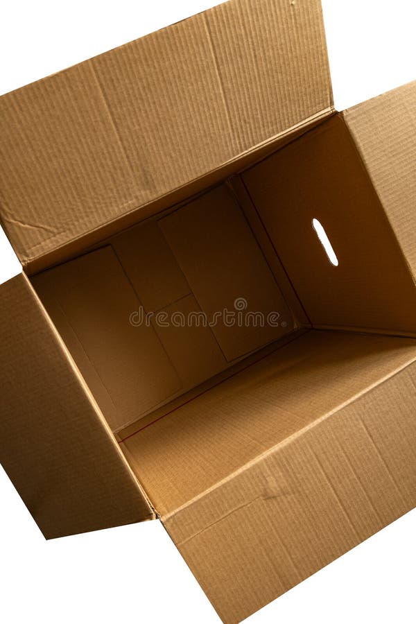 Empty Open Gray Cardboard Box, Box on White Background Stock Photo ...