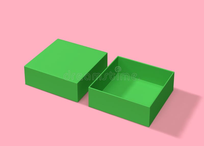 Empty Open Green Box on Pink Background Stock Illustration ...