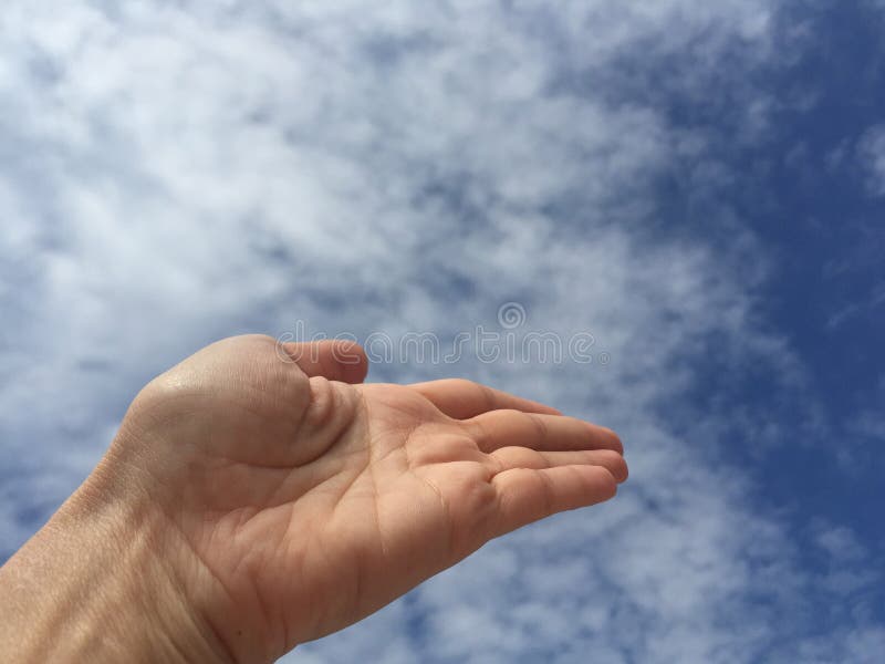 Empty Open Hand /palm Against Blue Sky Stock Photo - Image of hold ...