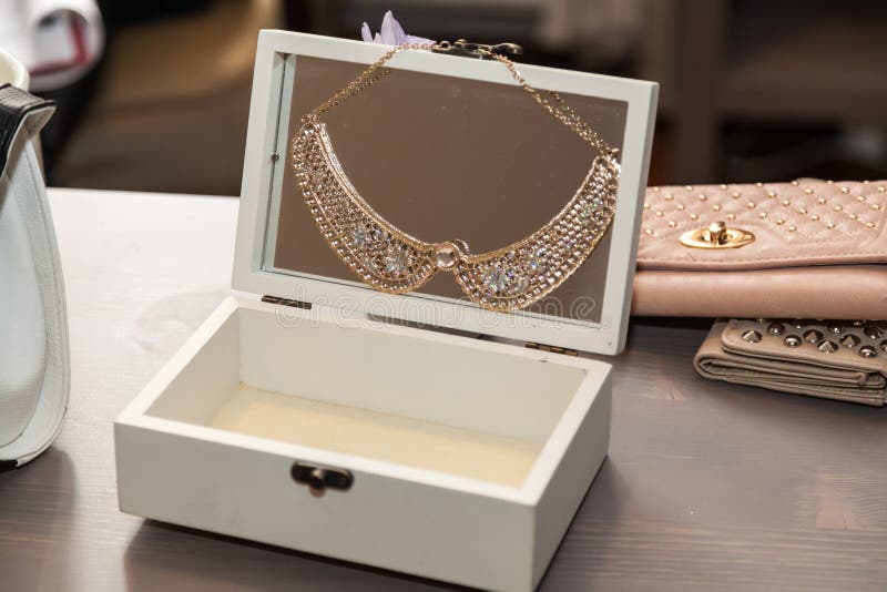 Open jewlery box stock image. Image of beautiful, necklace - 30095615