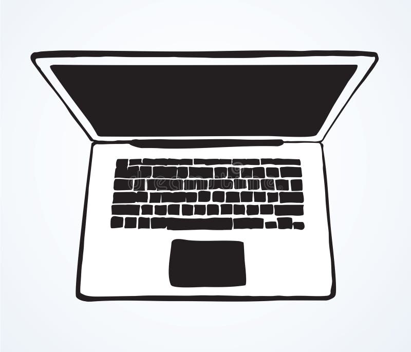 Laptop. View from Above. Vector Drawing Stock Vector - Illustration of ...