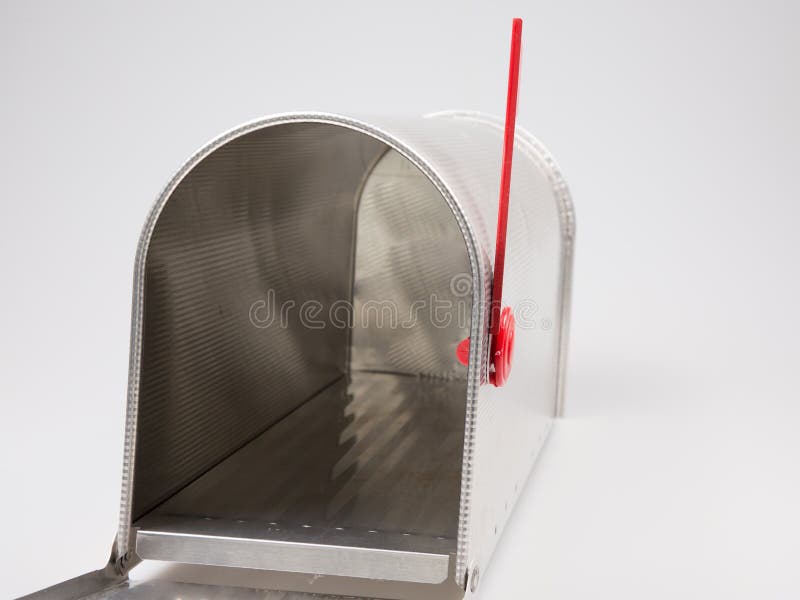 Empty Open Mailbox on Grey Background Stock Image - Image of steel ...