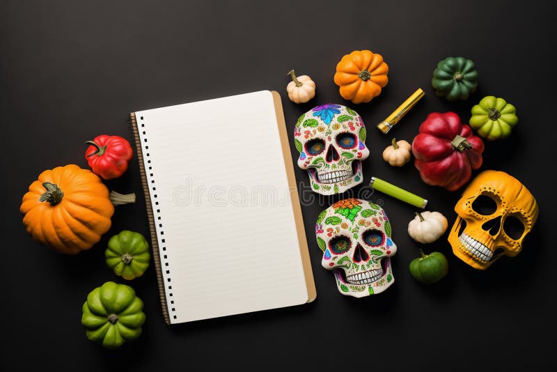 Empty Open Notepad, Copyspace, Mexican Vibrant, Black Background, Cinco ...