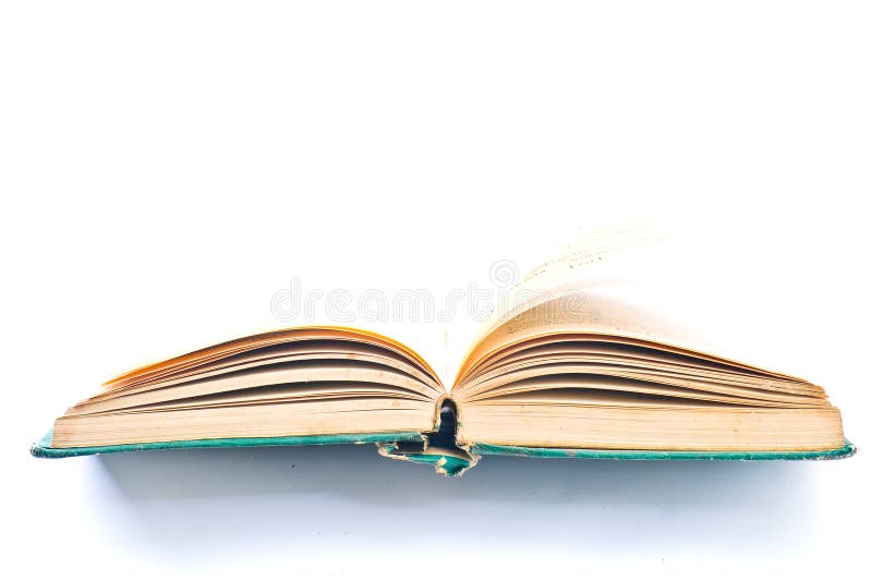 Empty Open Old Book on a White Background Stock Image - Image of retro ...