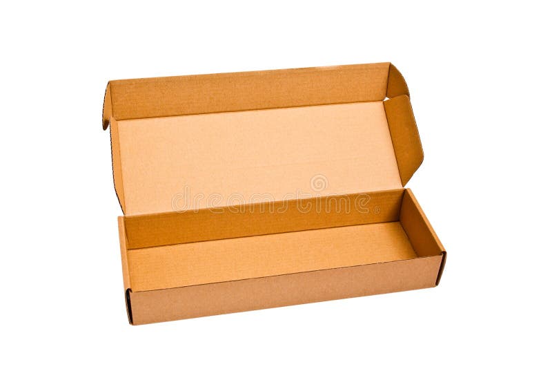 Empty Open Paper Box Isolated on White Stock Image - Image of crate ...