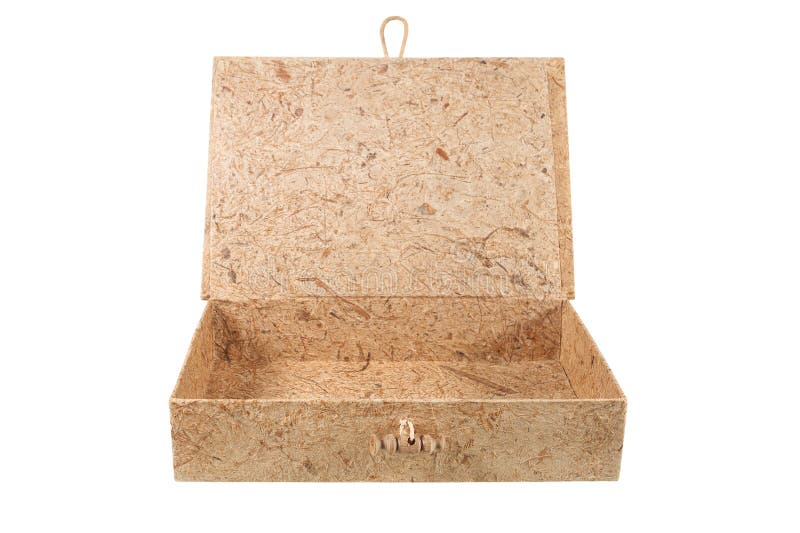 Empty Open Paper Gift Box Made of Scrap Wood Pulp Isolated on White ...