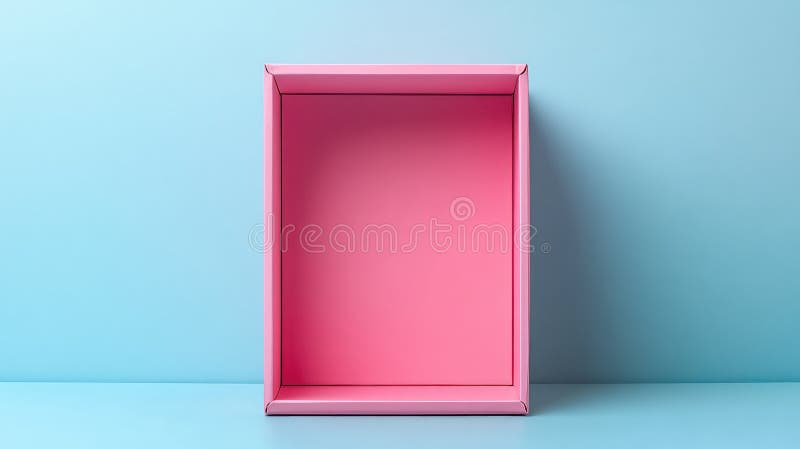 Empty Open Pink Box on Two-Tone Background - Minimalist Design for ...