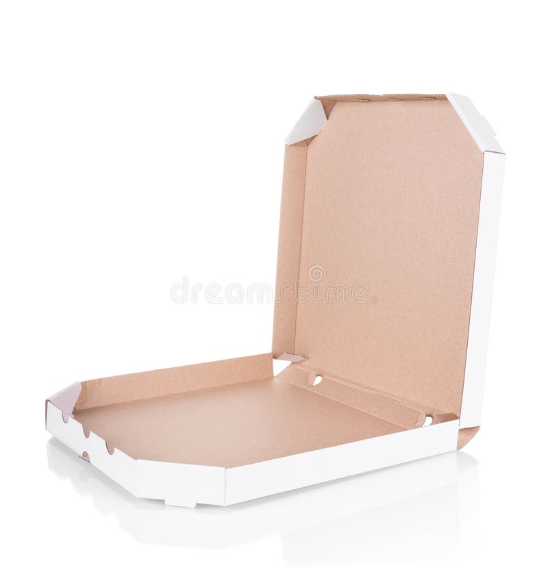 Empty Open Pizza Box Isolated on White Background Stock Photo - Image ...
