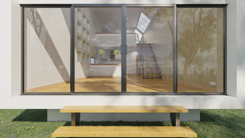 Empty Open Plan House in Broad Daylight Stock Illustration ...