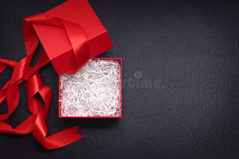 Empty Open Red Gift Box on Black Background Stock Photo - Image of ...