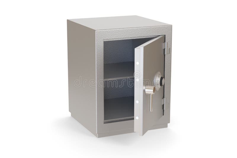 Empty Open Safe Box Isolated on a White Background. 3d Illustration ...